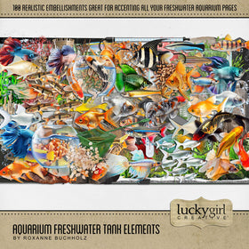 Aquarium Freshwater Tank Papers Digital Scrapbook Kit – Lucky Girl Creative