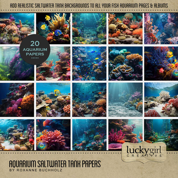 Aquarium Saltwater Tank Digital Scrapbook Bundle – Lucky Girl Creative