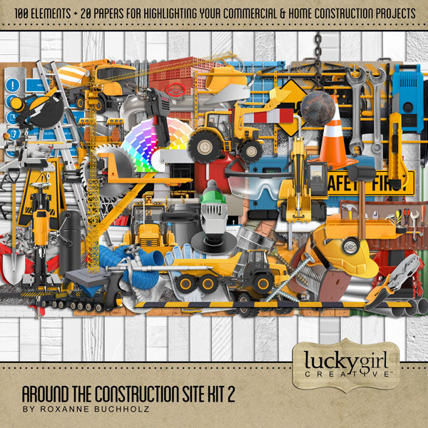 Around the Construction Site 2 Digital Scrapbook Kit – Lucky Girl Creative