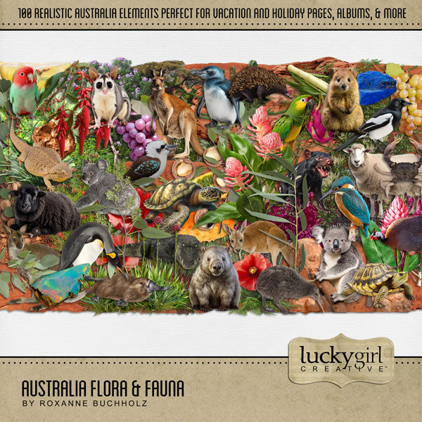 Australia Flora & Fauna Elements Digital Scrapbook Kit – Lucky Girl ...