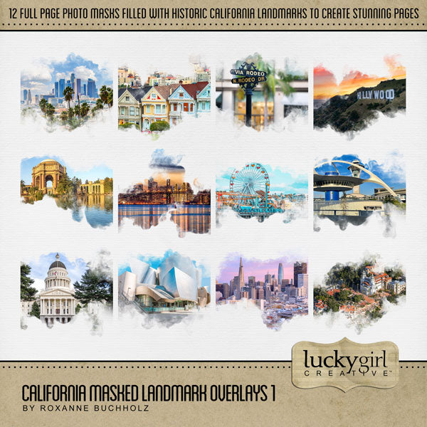 California Masked Overlays Digital Scrapbook Bundle – Lucky Girl Creative