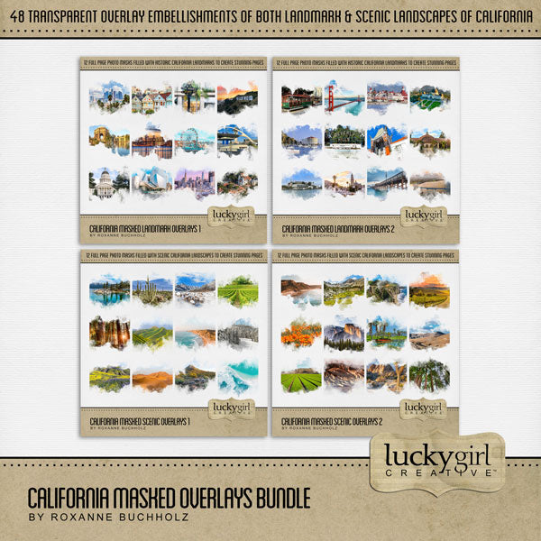 California Masked Overlays Digital Scrapbook Bundle – Lucky Girl Creative