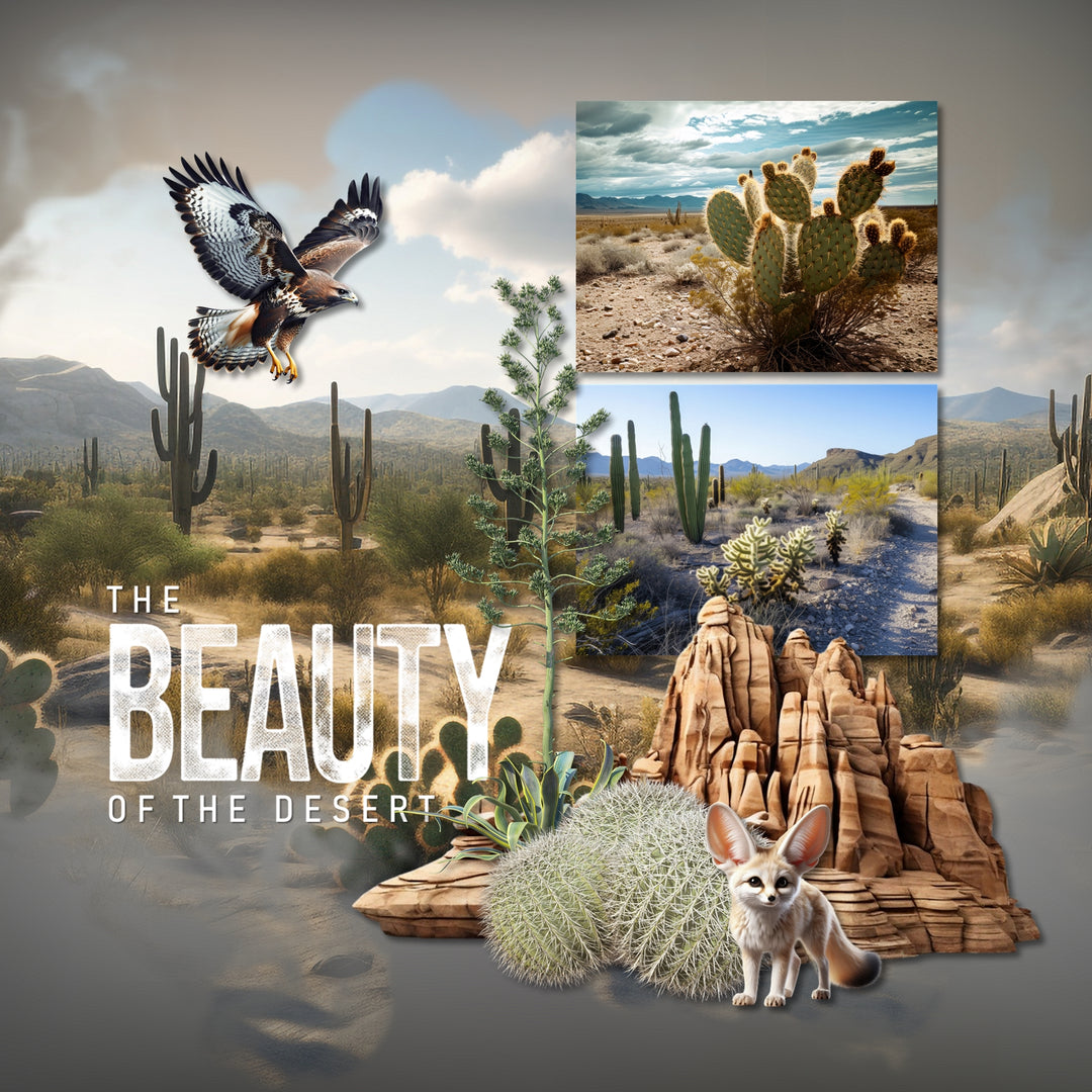 Desert Flora & Fauna Elements Digital Scrapbook Kit – Lucky Girl Creative