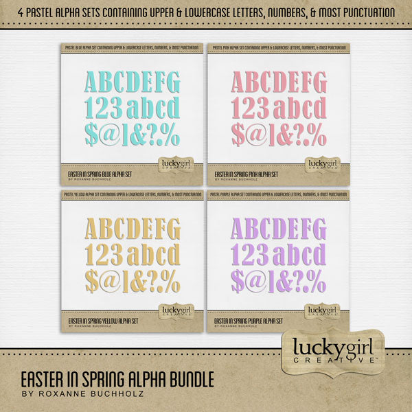 Easter in Spring Pink Alpha Digital Scrapbook Kit – Lucky Girl Creative