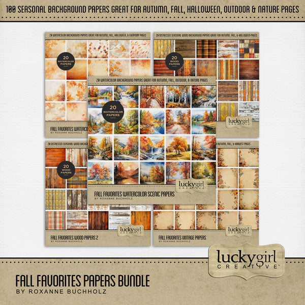 Fall Favorites Wood Papers 2 Digital Scrapbook Kit – Lucky Girl Creative