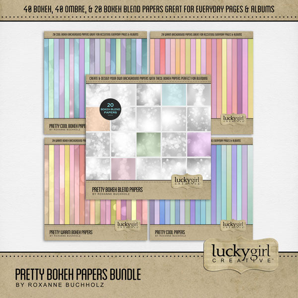 Pretty Bokeh Papers Digital Scrapbook Bundle – Lucky Girl Creative