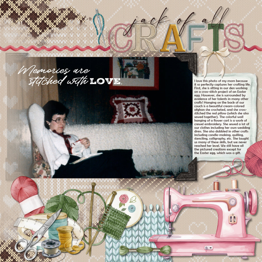 Sew & Stitch Watercolor Notions Digital Scrapbook Kit – Lucky Girl Creative