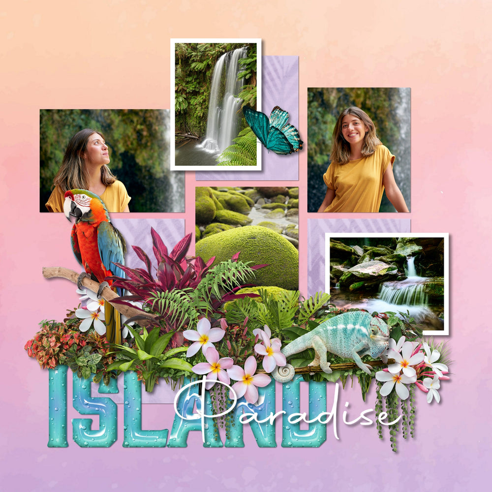 Tropical Flora & Fauna Shadow Papers Digital Scrapbook Kit – Lucky Girl ...