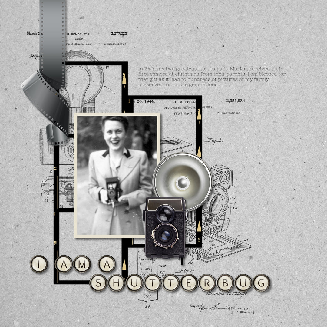 Vintage Camera Crazy Elements Digital Scrapbook Kit – Lucky Girl Creative