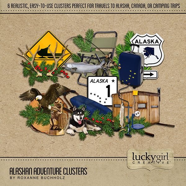 Alaskan Adventure Clusters Digital Scrapbook Kit – Lucky Girl Creative