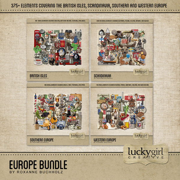Western Europe Digital Scrapbook Kit – Lucky Girl Creative