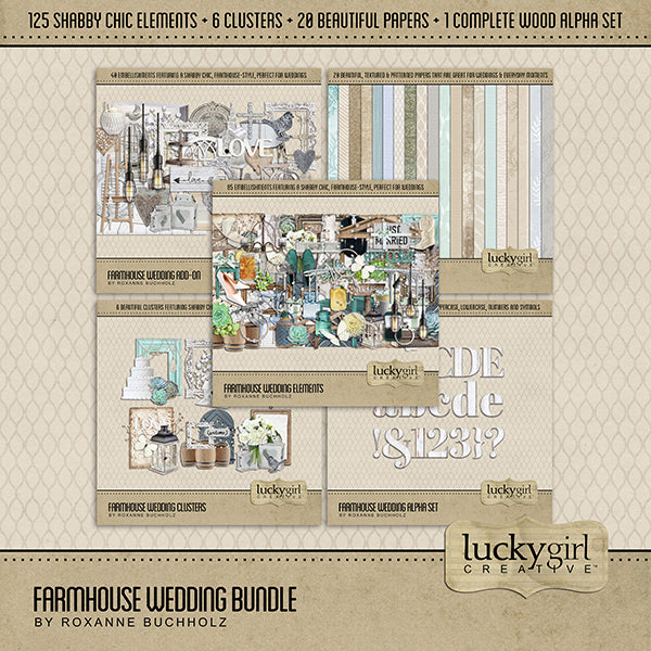 Farmhouse Wedding Freebie Digital Scrapbook Kit – Lucky Girl Creative