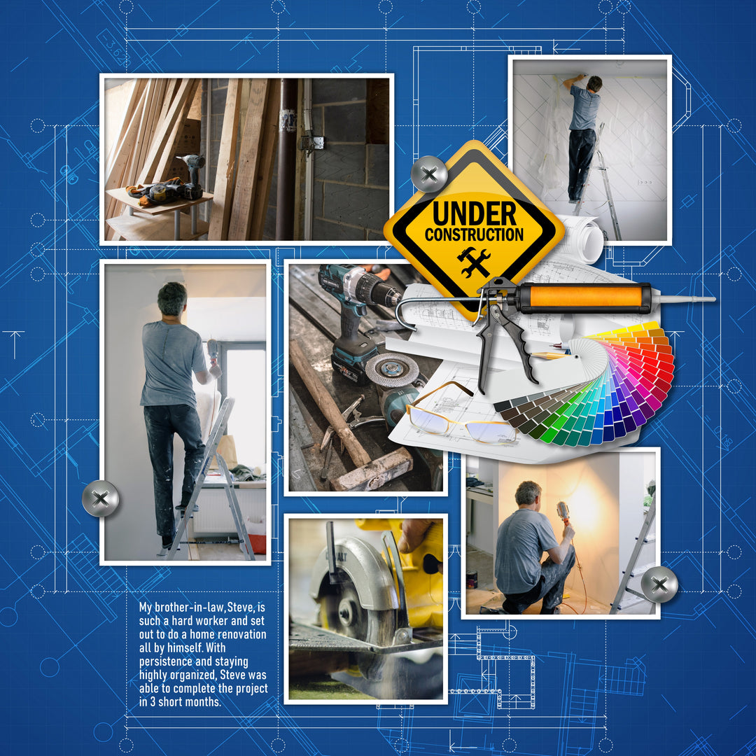 Home Renovation Blueprint Papers Digital Scrapbook Kit – Lucky Girl ...